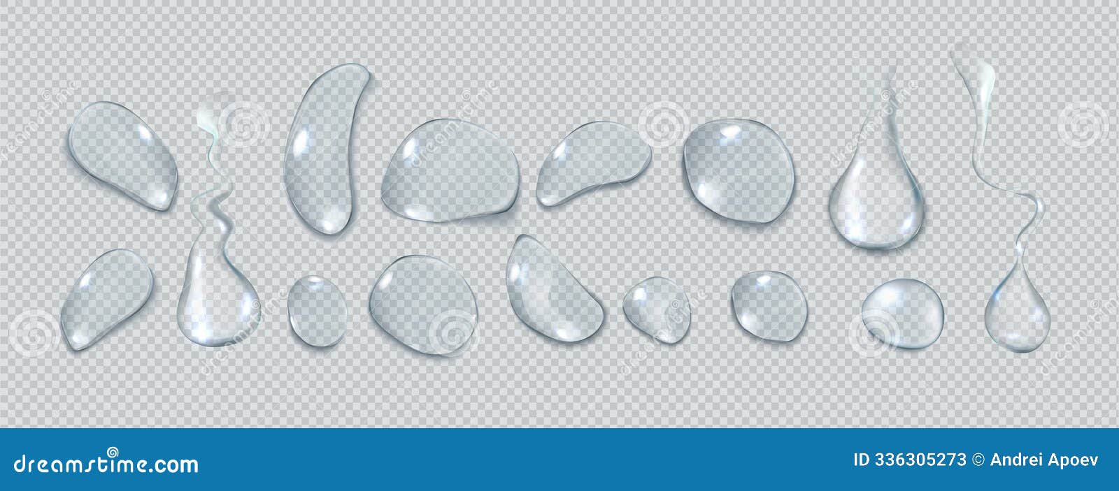 Clear Liquid Blobs Group Realistic Vector Illustration Set Stock ...