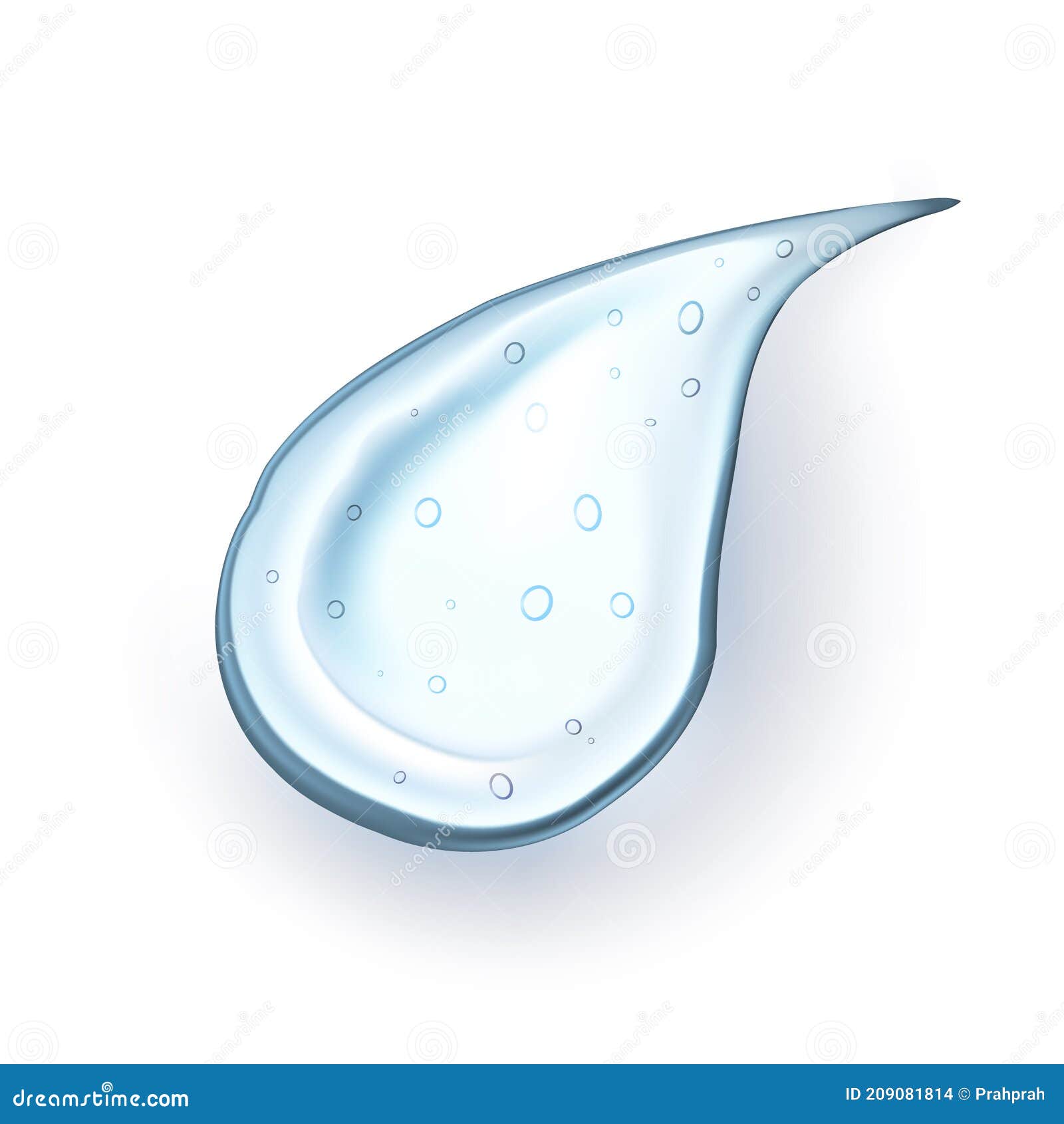 Clear Liquid Gel Drop with Bubbles on Blue Back Stock Vector ...