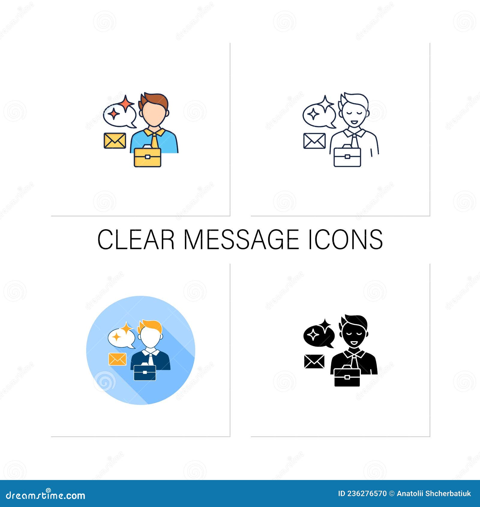 Clear message icons set stock vector. Illustration of strategy - 236276570
