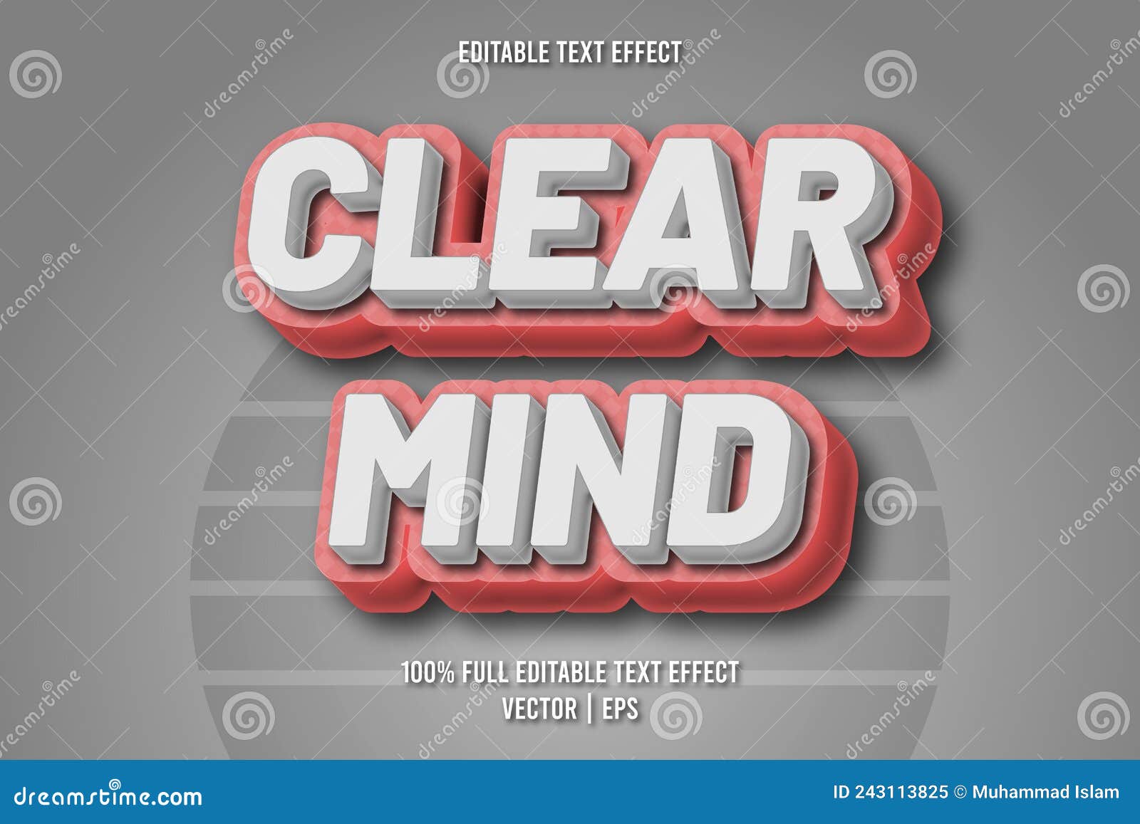 Clear Mind Editable Text Effect Retro Style Stock Vector - Illustration ...