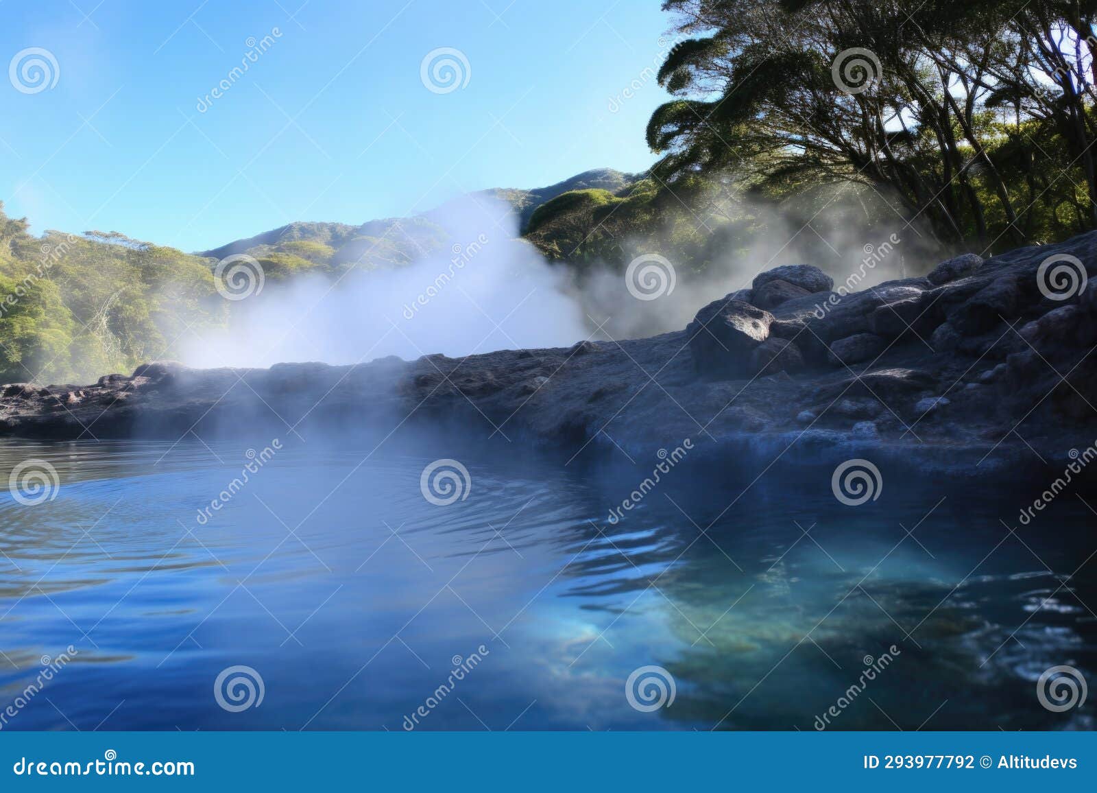 Clear Natural Hot-spring with Steam Rising from Its Surface Stock ...