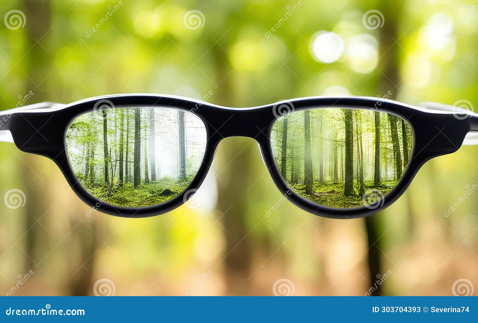 Clear Nature in Glasses on the Background of Blurred Nature.Optometry ...