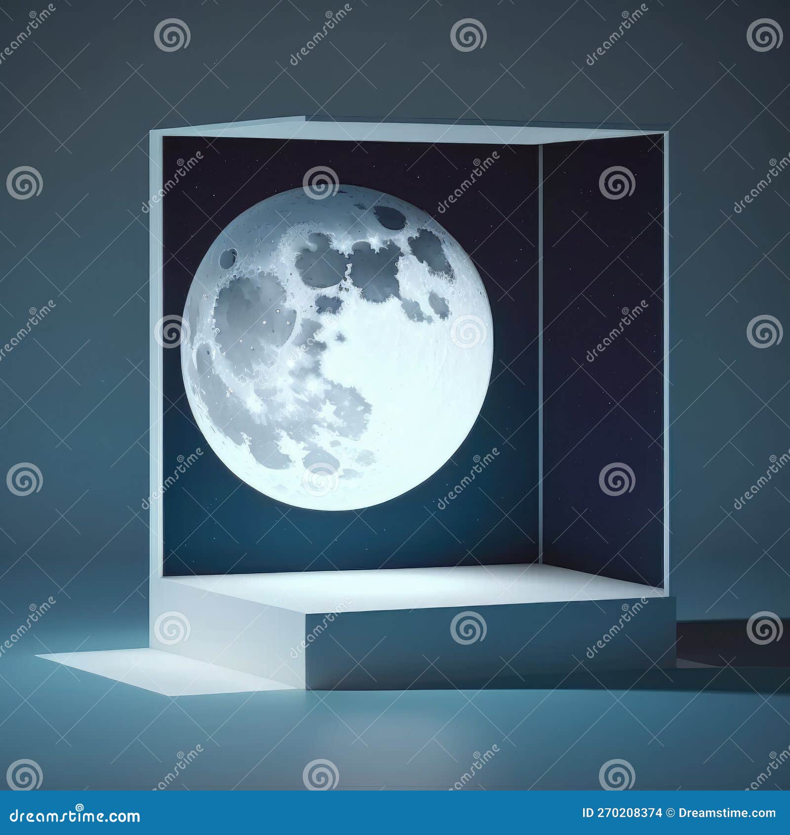 Clear Night Sky with a Full Moon Podium, Empty Showcase for Packaging ...