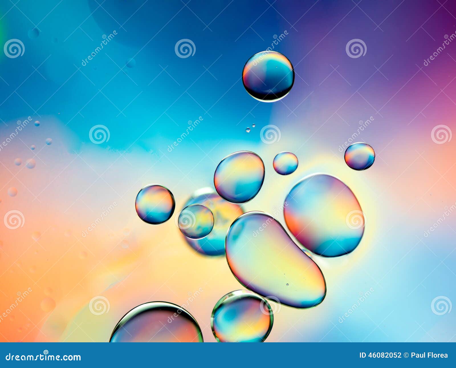 Clear Oil Drops on Water Surface Stock Photo - Image of bubble, color ...