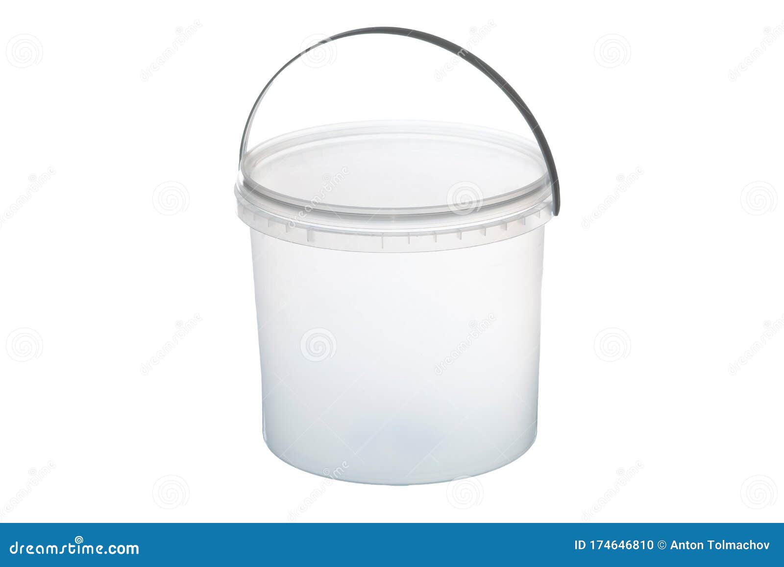 Clear Plastic Bucket with Handle on White Background. Isolated Stock ...