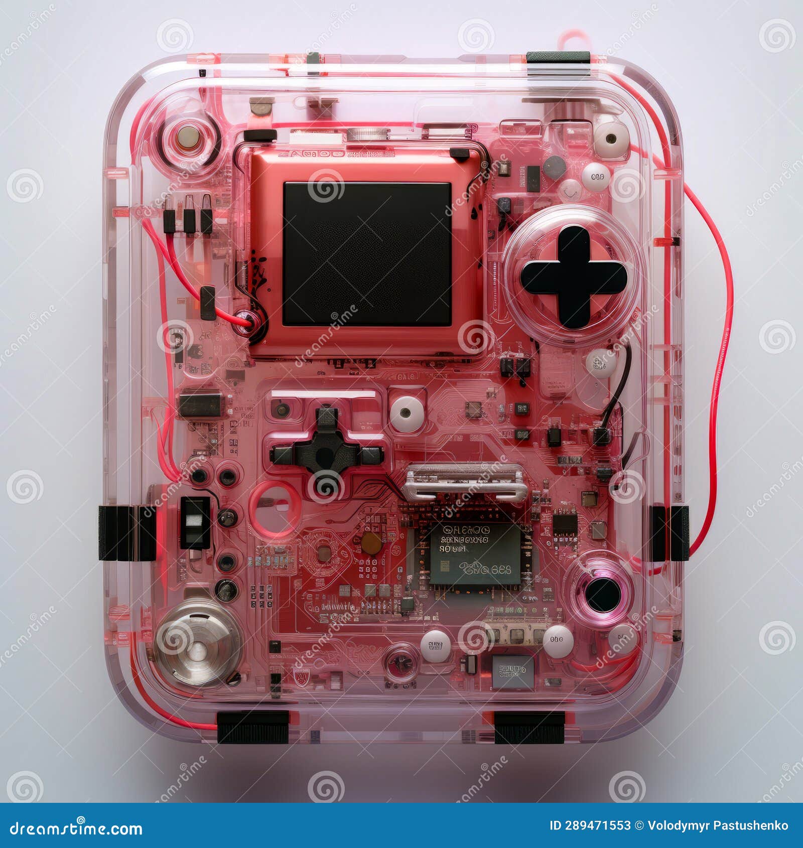Clear Plastic Case with Red and Black Electronic Device Inside ...