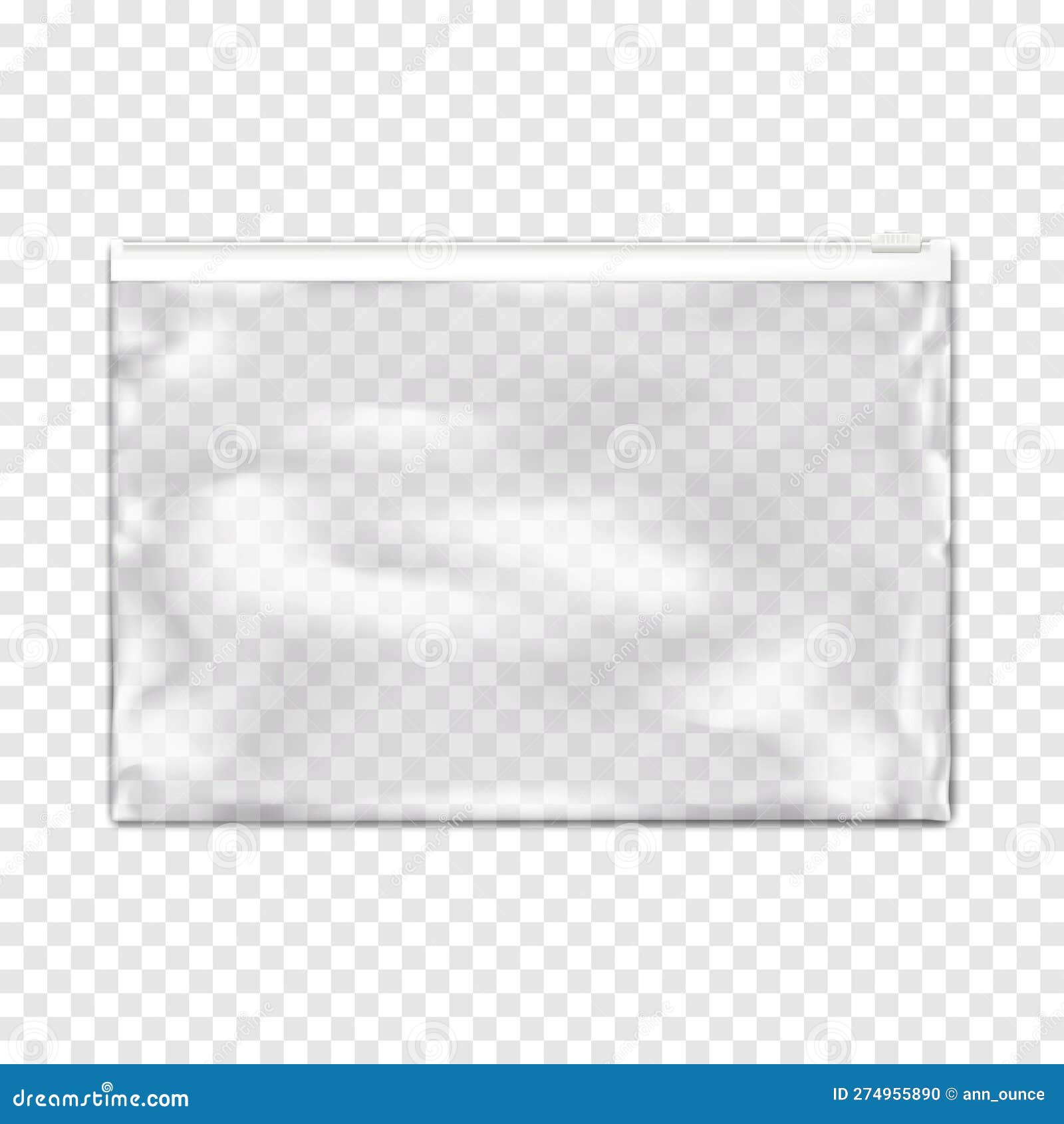 Clear Vinyl Pouch With Fold Top On Transparent Background Vector Mock ...