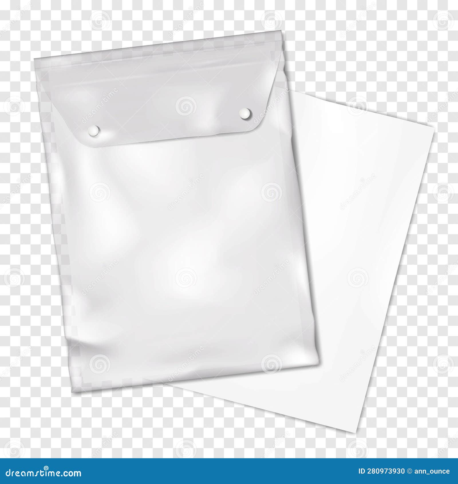 Clear Plastic Envelope with Blank White Paper Sheet Inside. Transparent ...