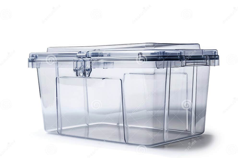 Clear Plastic Storage Container on a White Background Stock Image ...