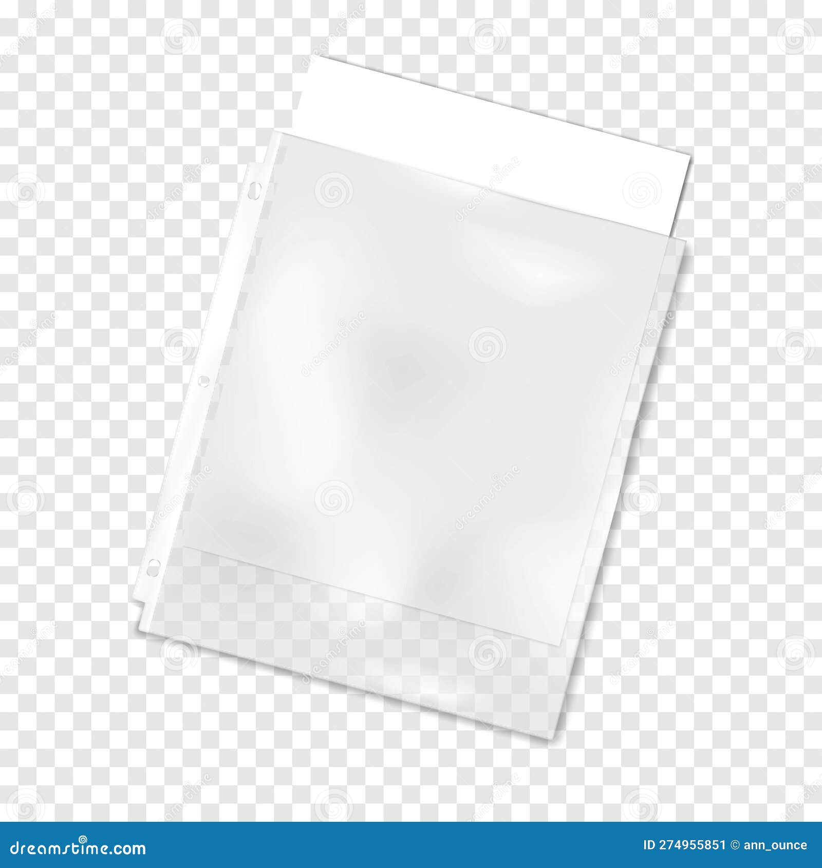 Clear Plastic Three Hole Punched Sheet Protector Mockup. Top-load ...