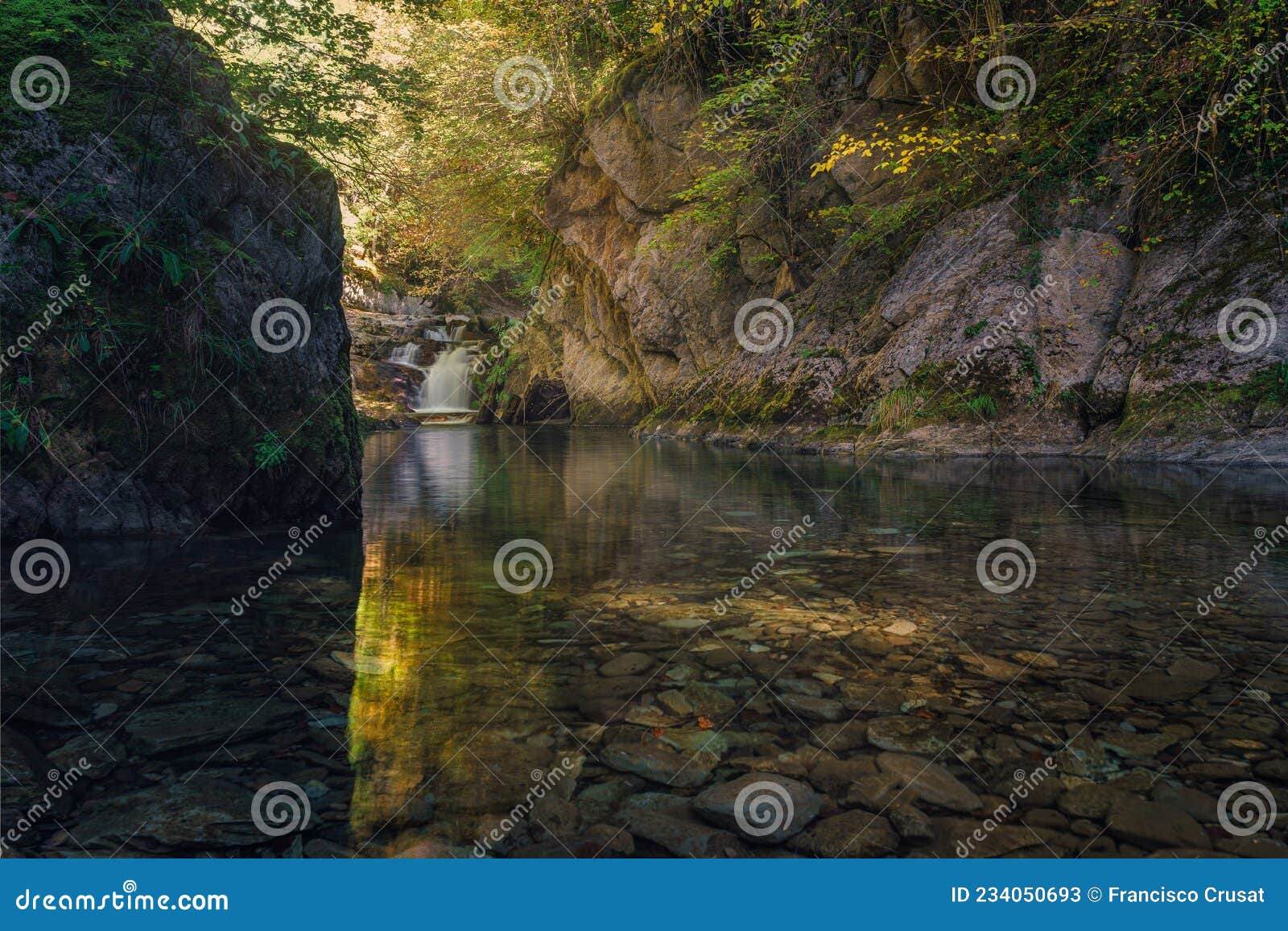 CLEAR POND in Cascada Del Cubo, Selva De Irati, Spain Stock Image ...