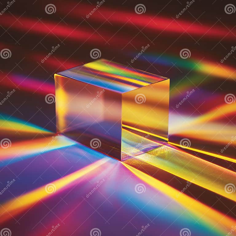 Clear Prism Reflecting Vibrant Rainbow Spectrum, Casting Colorful Light ...