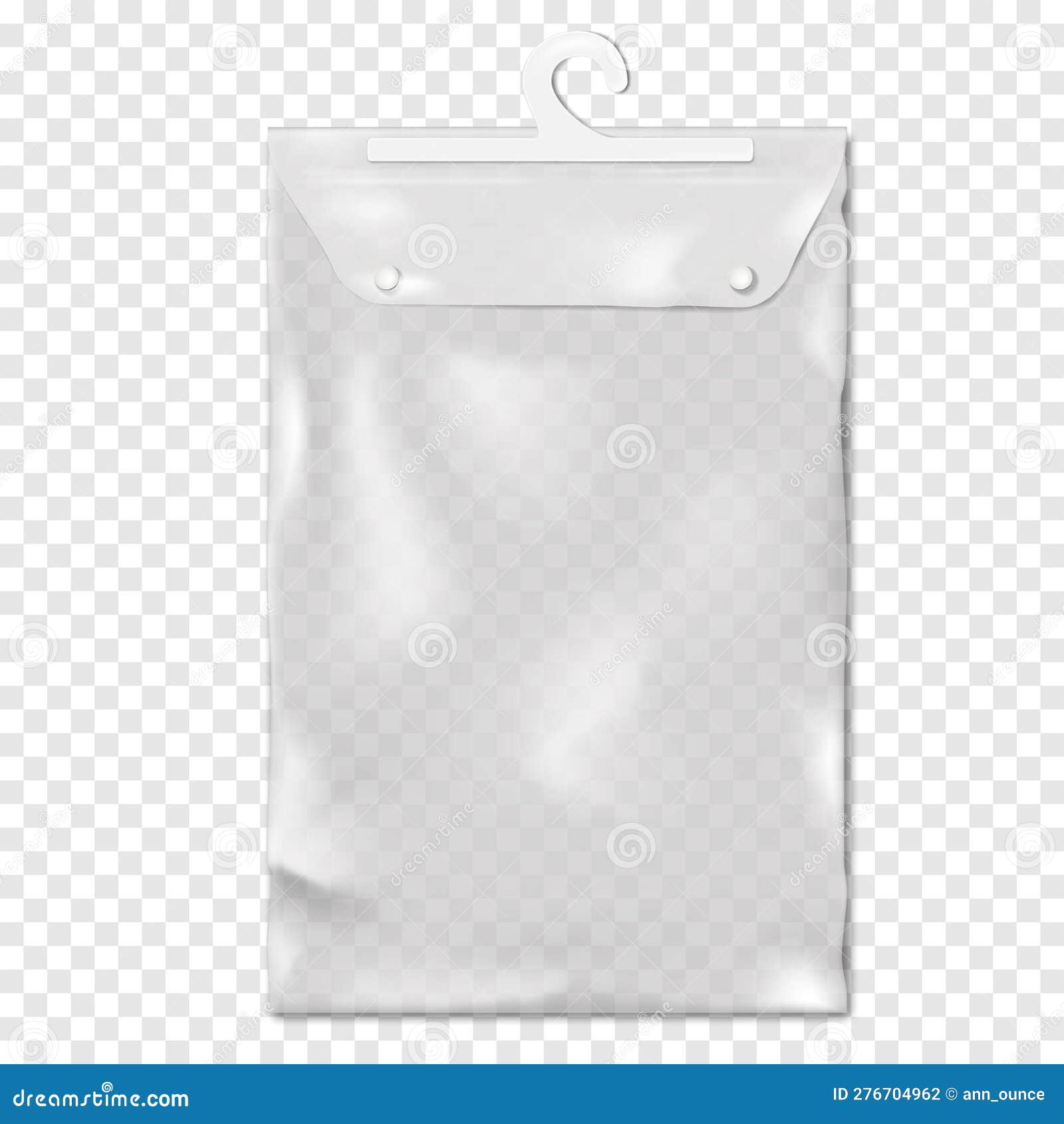Clear PVC Bag with Snap Button Fastener and Plastic Hanging Hook Mock ...