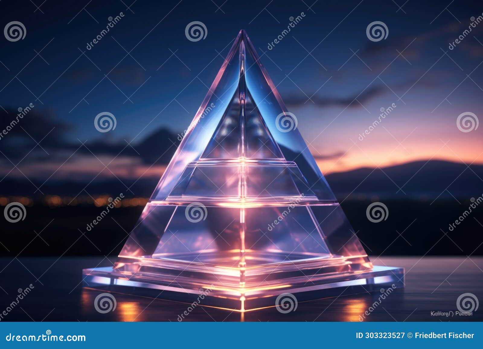 A Clear Pyramid Shaped Object Sitting on Top of a Table Stock Image ...