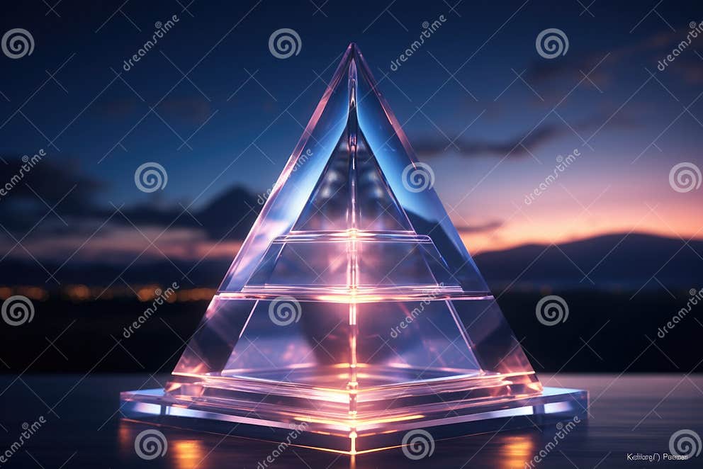 A Clear Pyramid Shaped Object Sitting on Top of a Table Stock Image ...