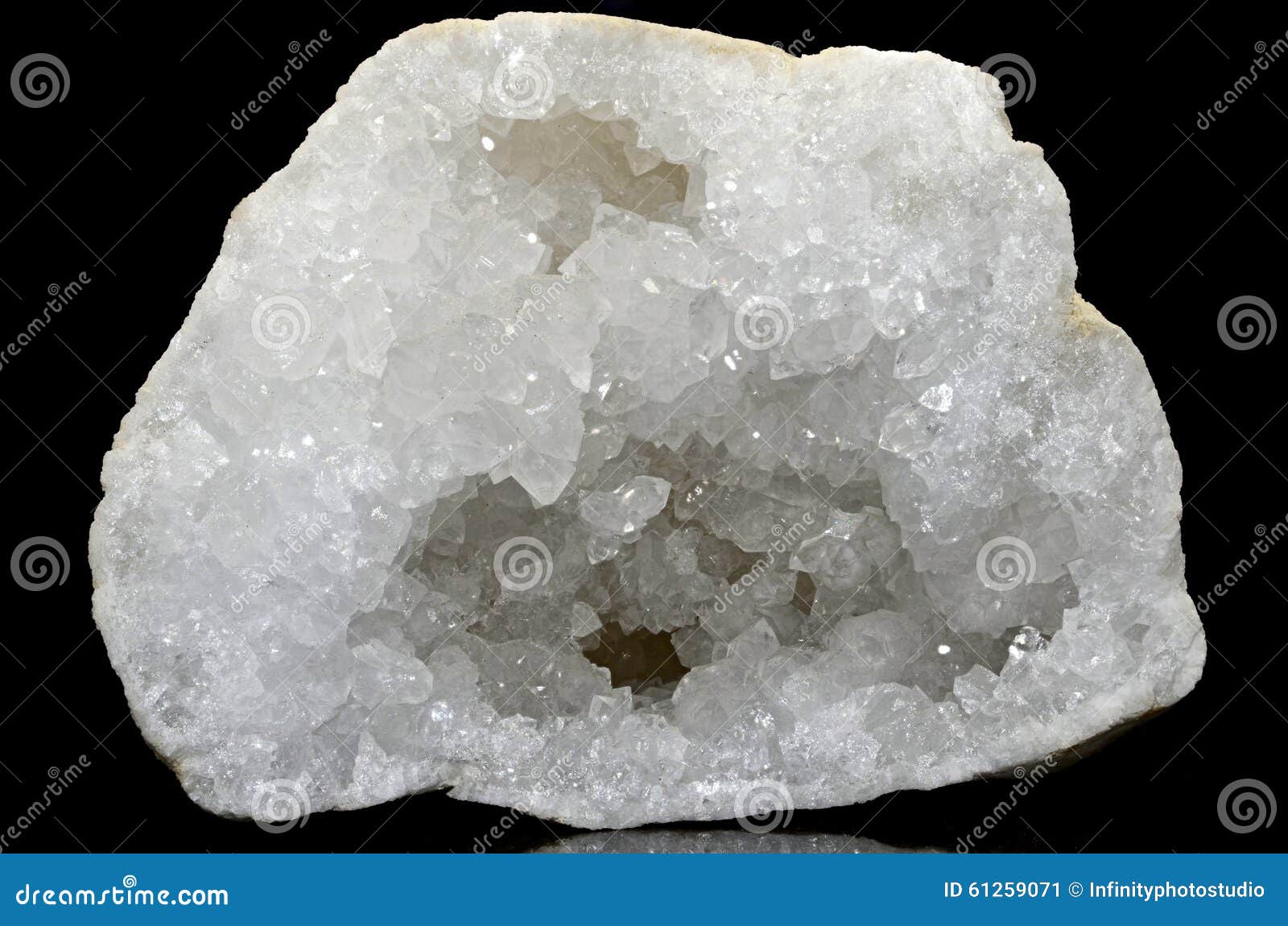 Quartz Geode With Transparent Crystals. Cross Section Of Natural Stone ...