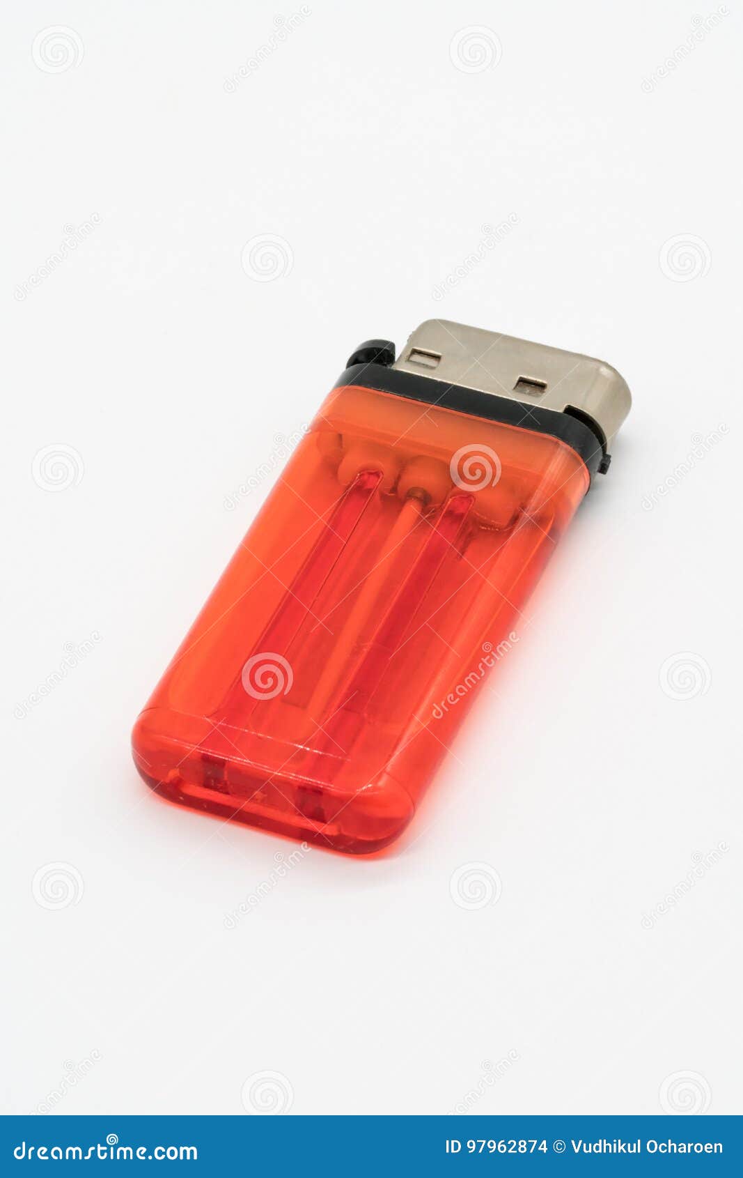 Clear Red Plastic Gas Lighter Isolated on White Stock Photo - Image of ...