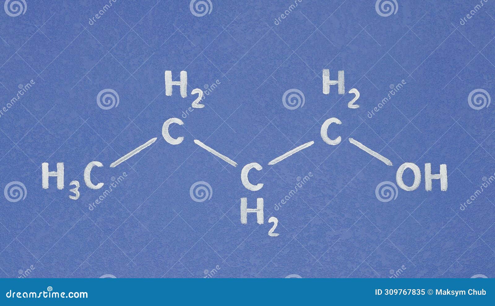 Chemical Structure of Butanol on Blue Background Stock Image - Image of ...