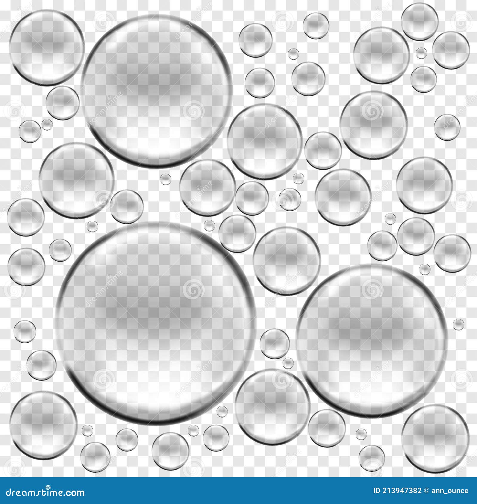 Clear Round Water Bubbles on Transparent Background, Realistic Vector ...