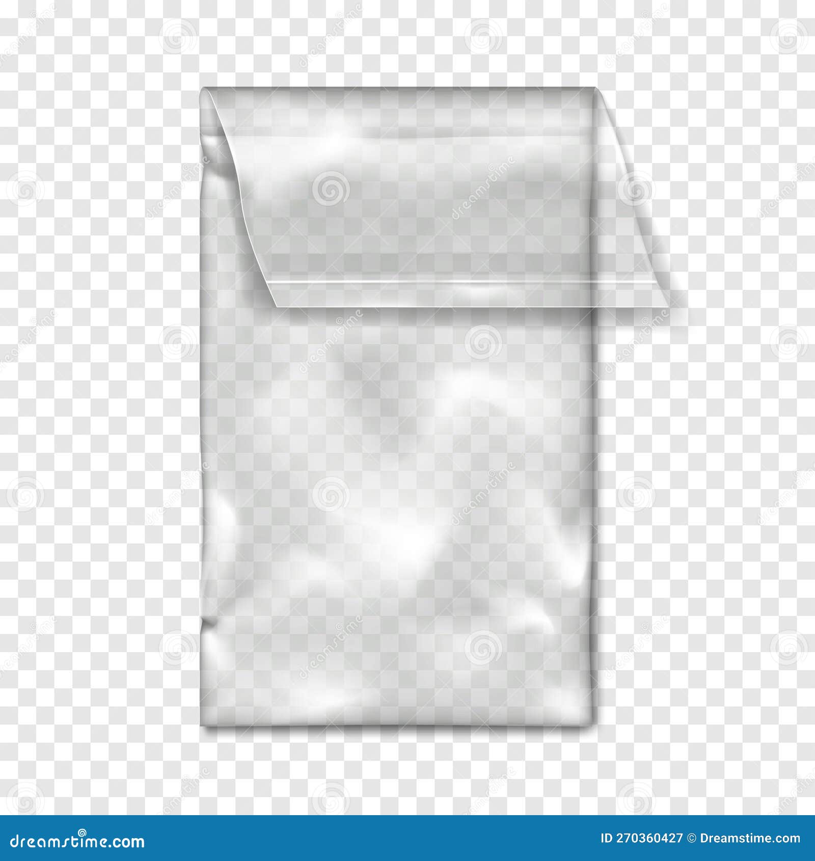 Clear Self Sealing Plastic Bag on Transparent Background Mockup. Empty ...