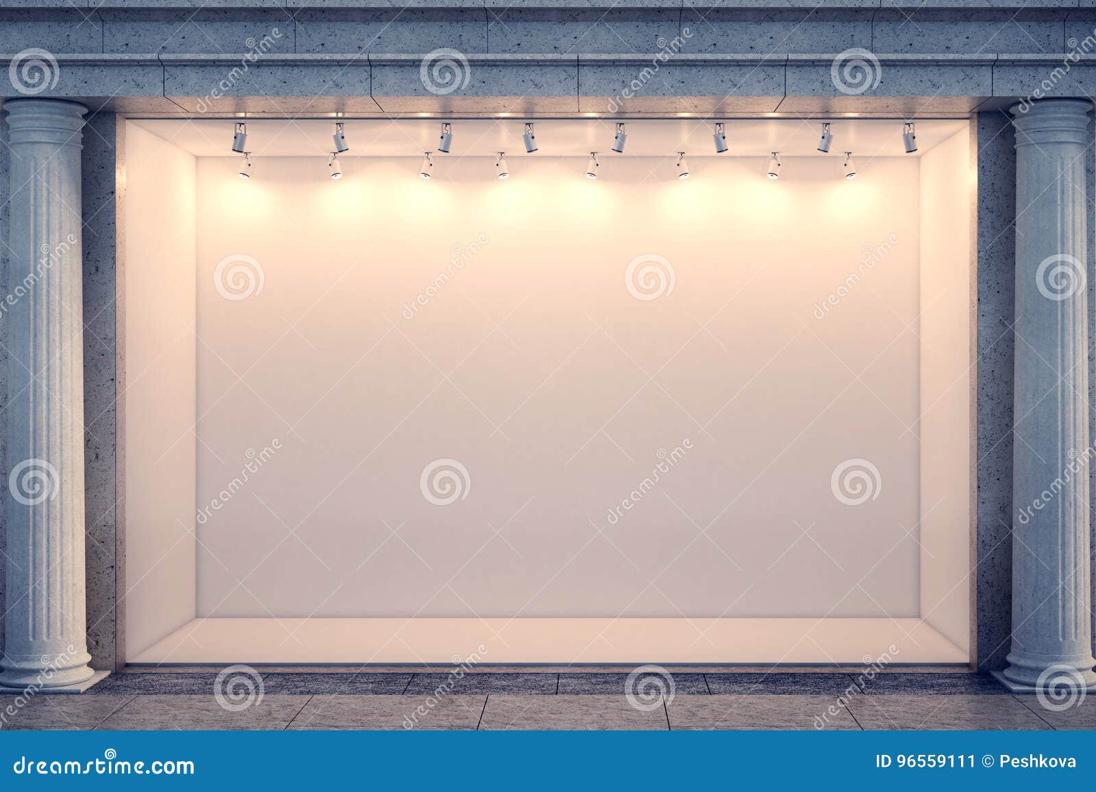 Clear showcase at night stock illustration. Illustration of boutique ...