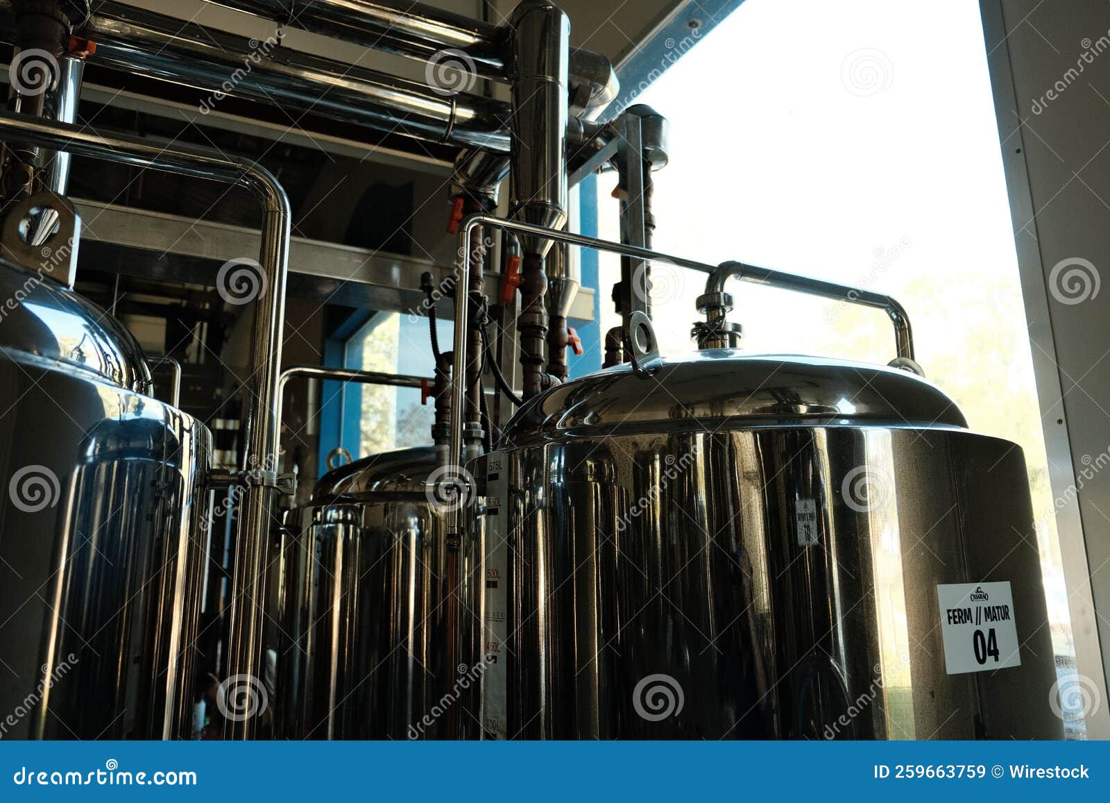 Clear Silver Barrels in the Brewery Factory Stock Image - Image of ...