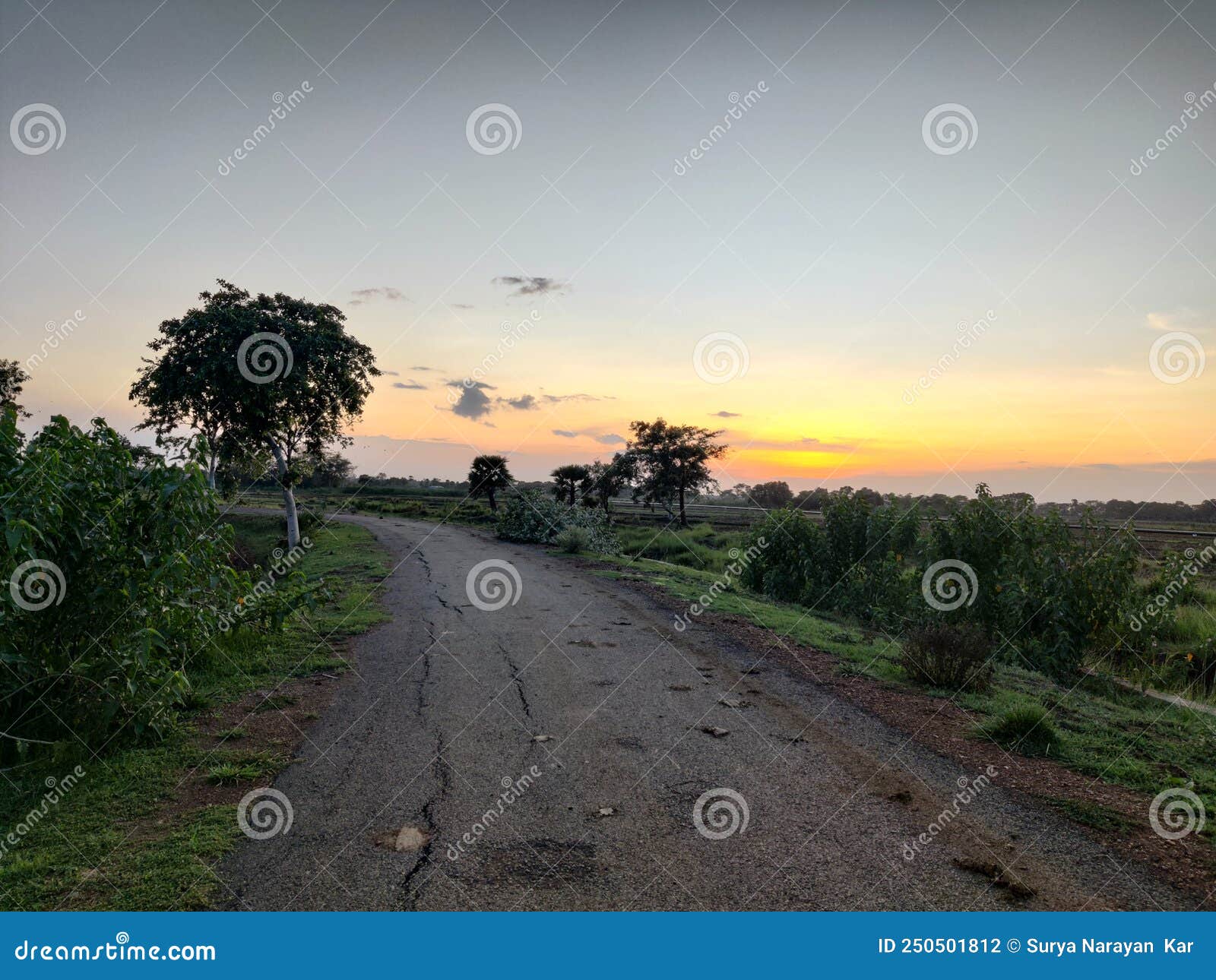 Clear Sky & Empty Road during Sunset Stock Photo - Image of sunset ...