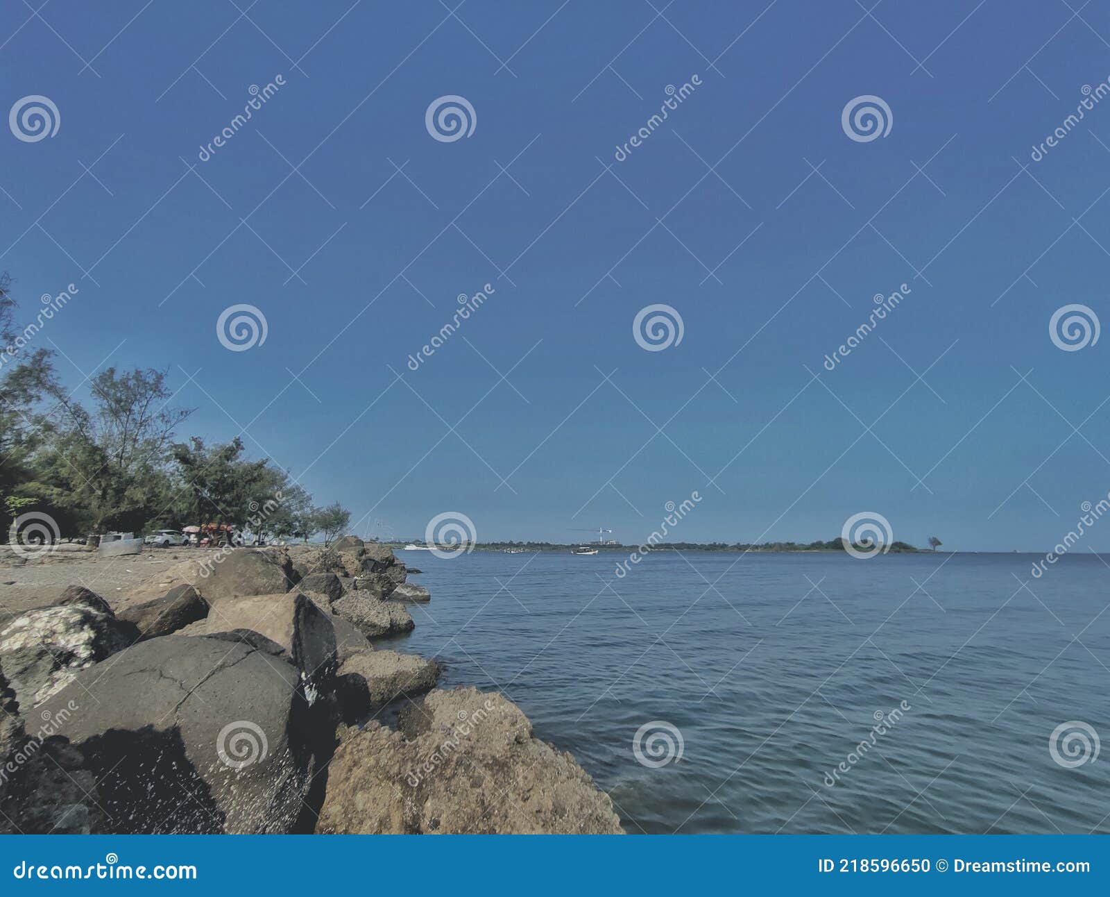 Clear sky view on coast stock photo. Image of terrain - 218596650