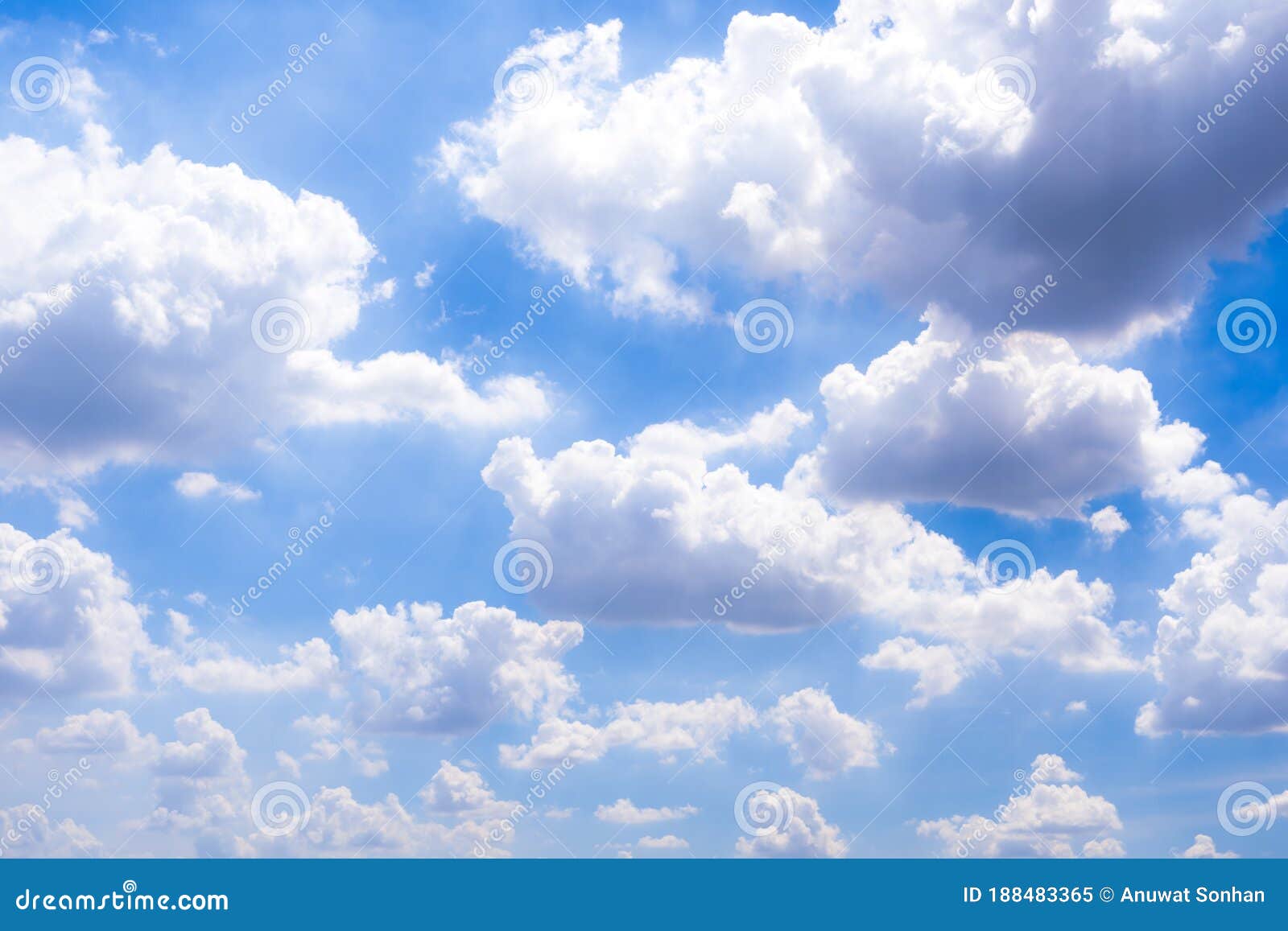 The Clear Sky View with White Clouds and Sunlight Stock Image - Image ...