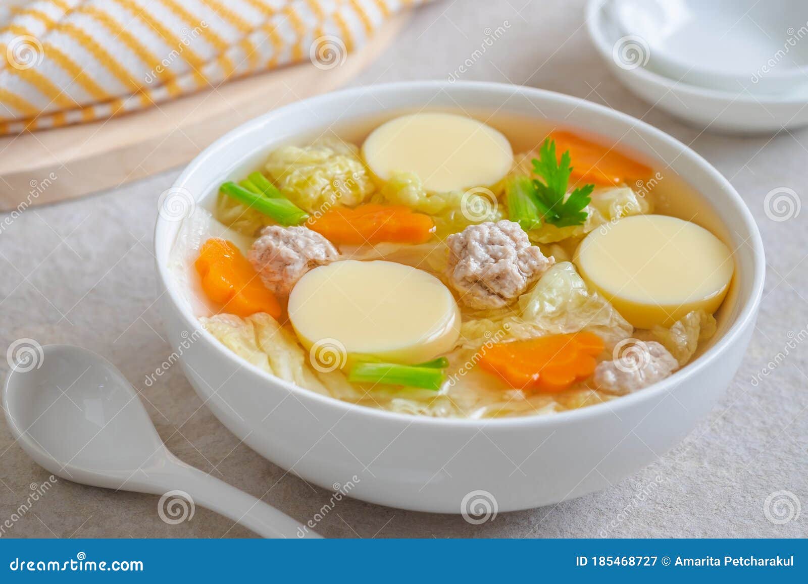 Clear Soup with Egg Tofu and Minced Pork, Thai Food Stock Image - Image ... Clear Soup with Egg Tofu and Minced Pork, Thai Food Stock Image - Image ...