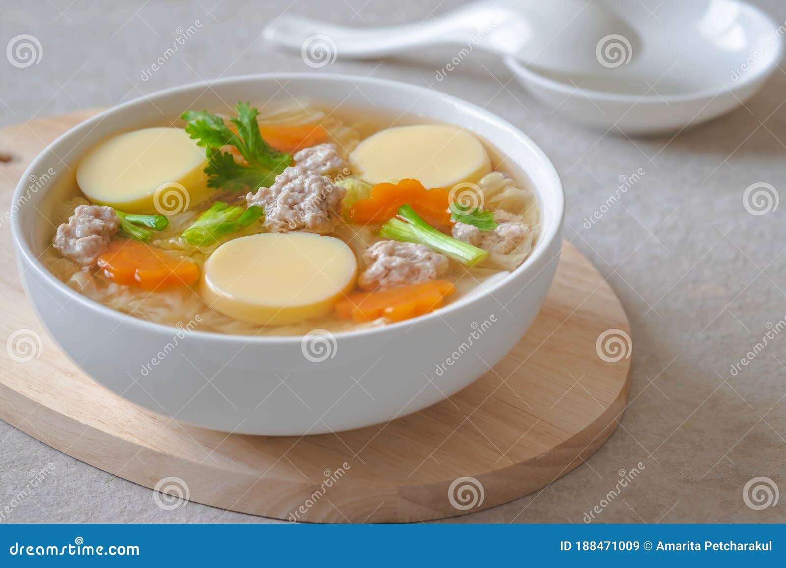 Clear Soup with Egg Tofu and Minced Pork, Thai Food Stock Image - Image ... Clear Soup with Egg Tofu and Minced Pork, Thai Food Stock Image - Image ...