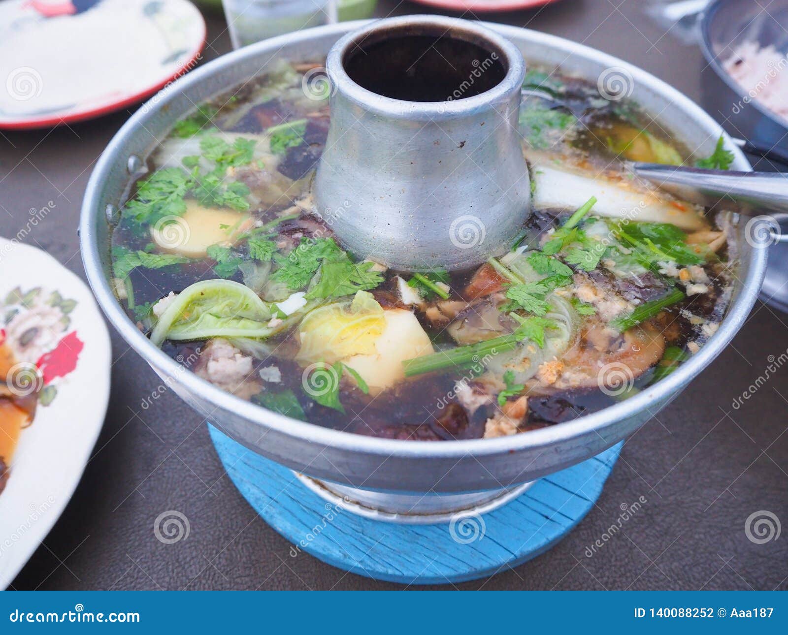 Clear Soup with Tofu and Minced Pork in Hot Pot Stock Photo - Image of ... Clear Soup with Tofu and Minced Pork in Hot Pot Stock Photo - Image of ...