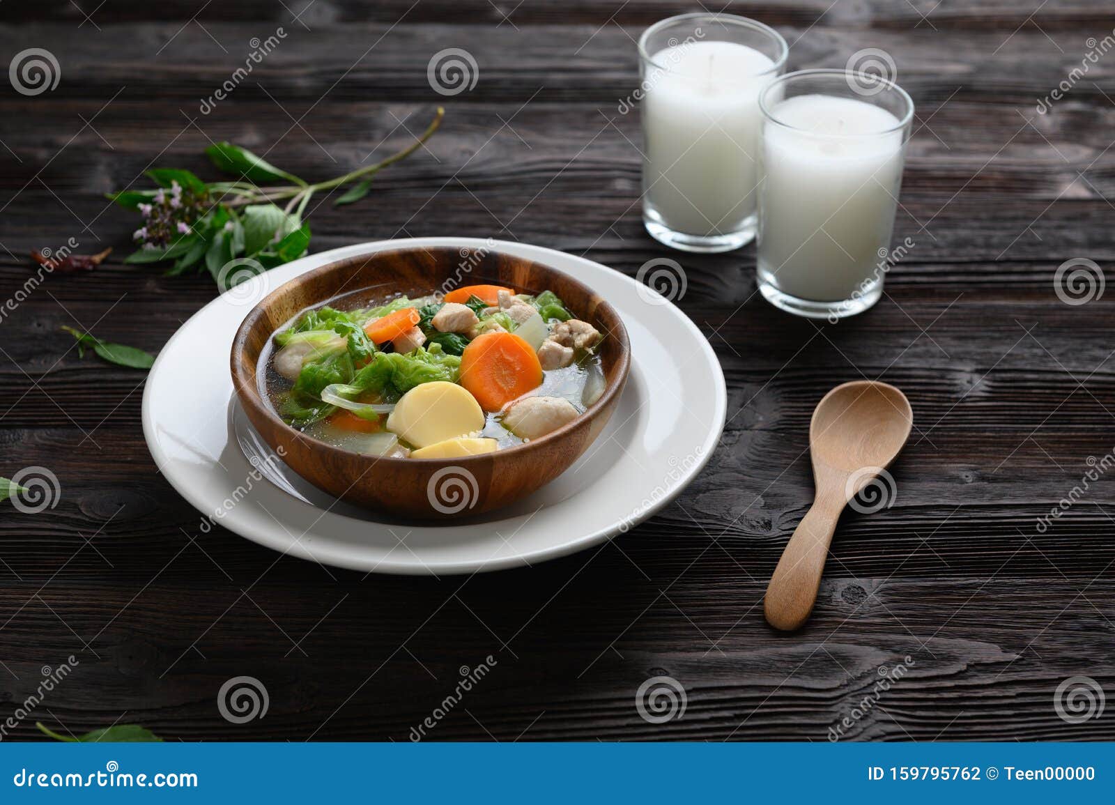 Clear Soup with Tofu and Minced Pork Stock Photo - Image of meal, herbs ... Clear Soup with Tofu and Minced Pork Stock Photo - Image of meal, herbs ...