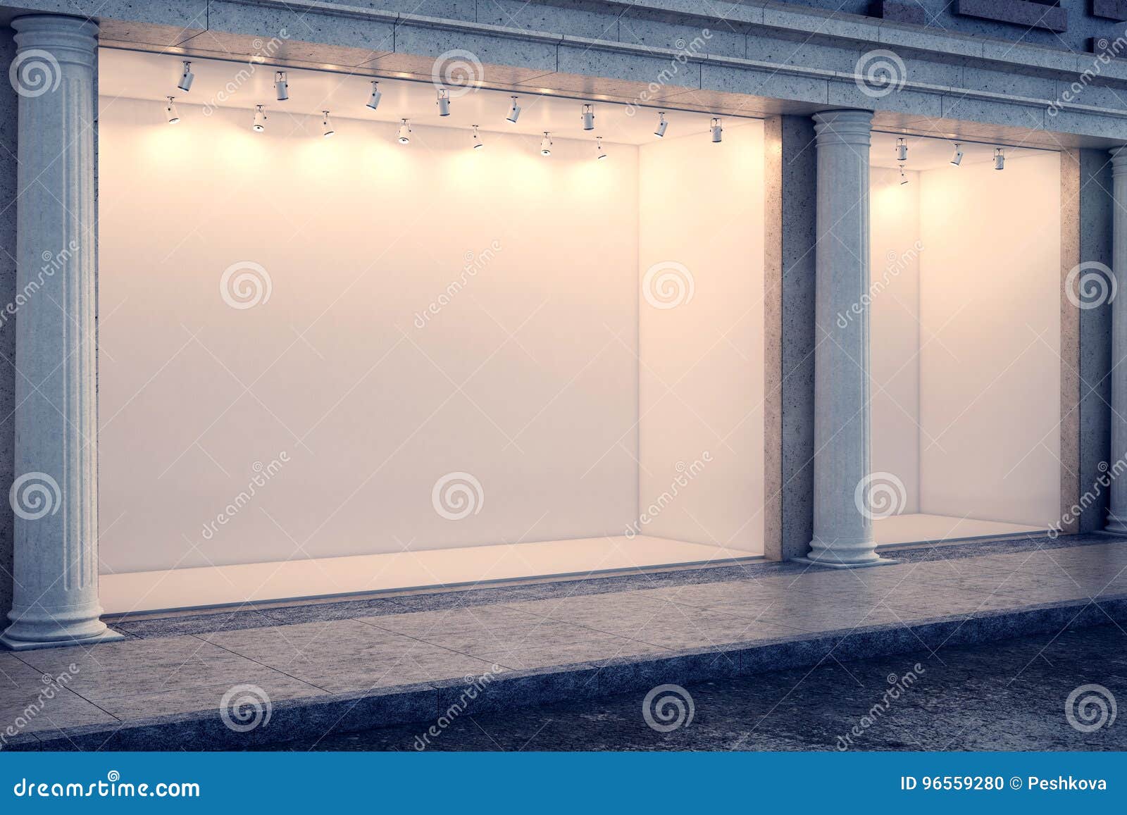 Clear Storefront at Night Side Stock Illustration - Illustration of ...