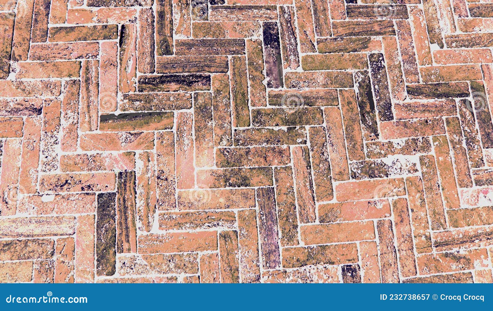 Clear Terracotta Floor Tiles, Regularly Arranged in a Chevron Pattern ...