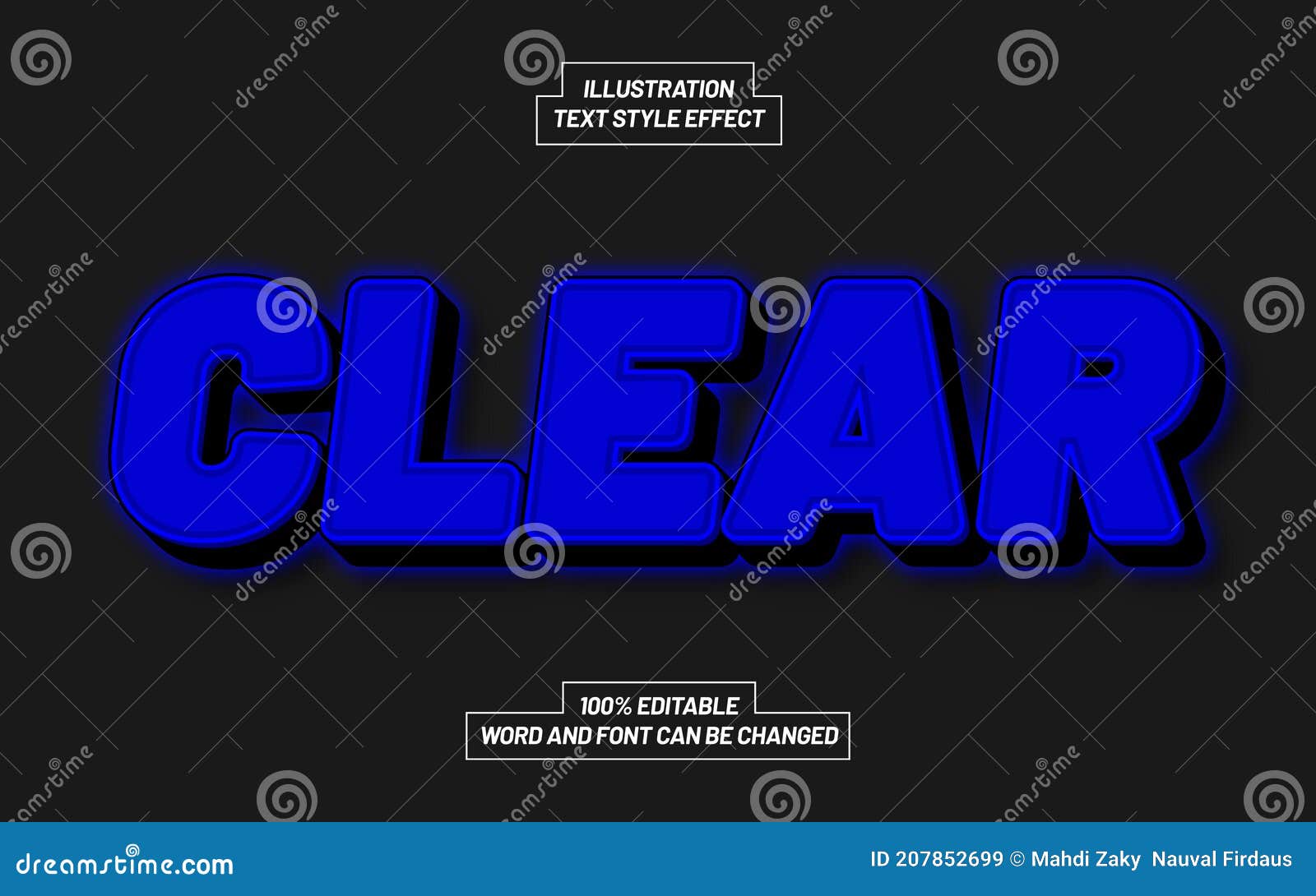 Clear Blue Text Style Effect Stock Vector - Illustration of gradient ...