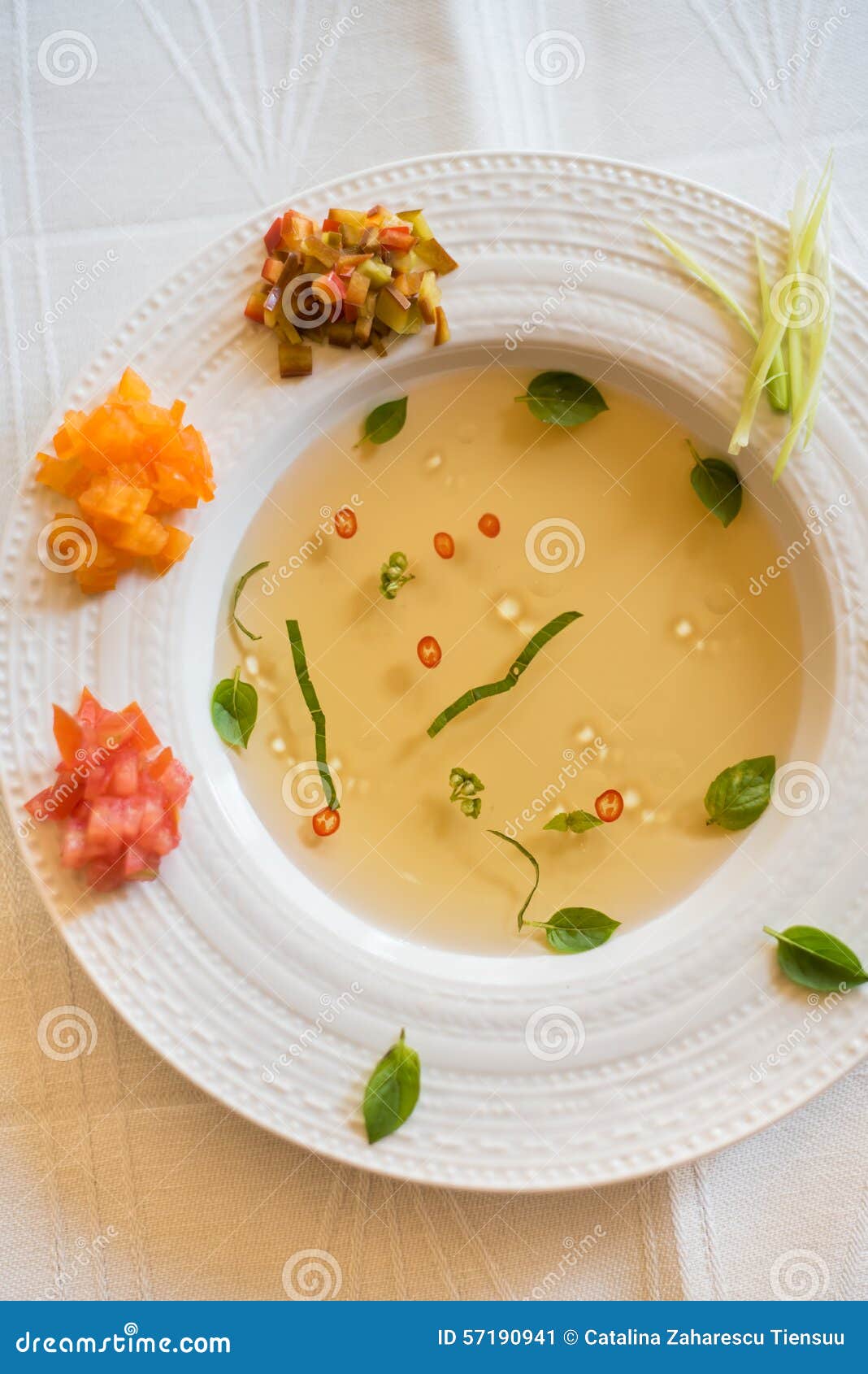 Clear Tomato Soup with Chopped Vegetables Stock Image - Image of fruits ...