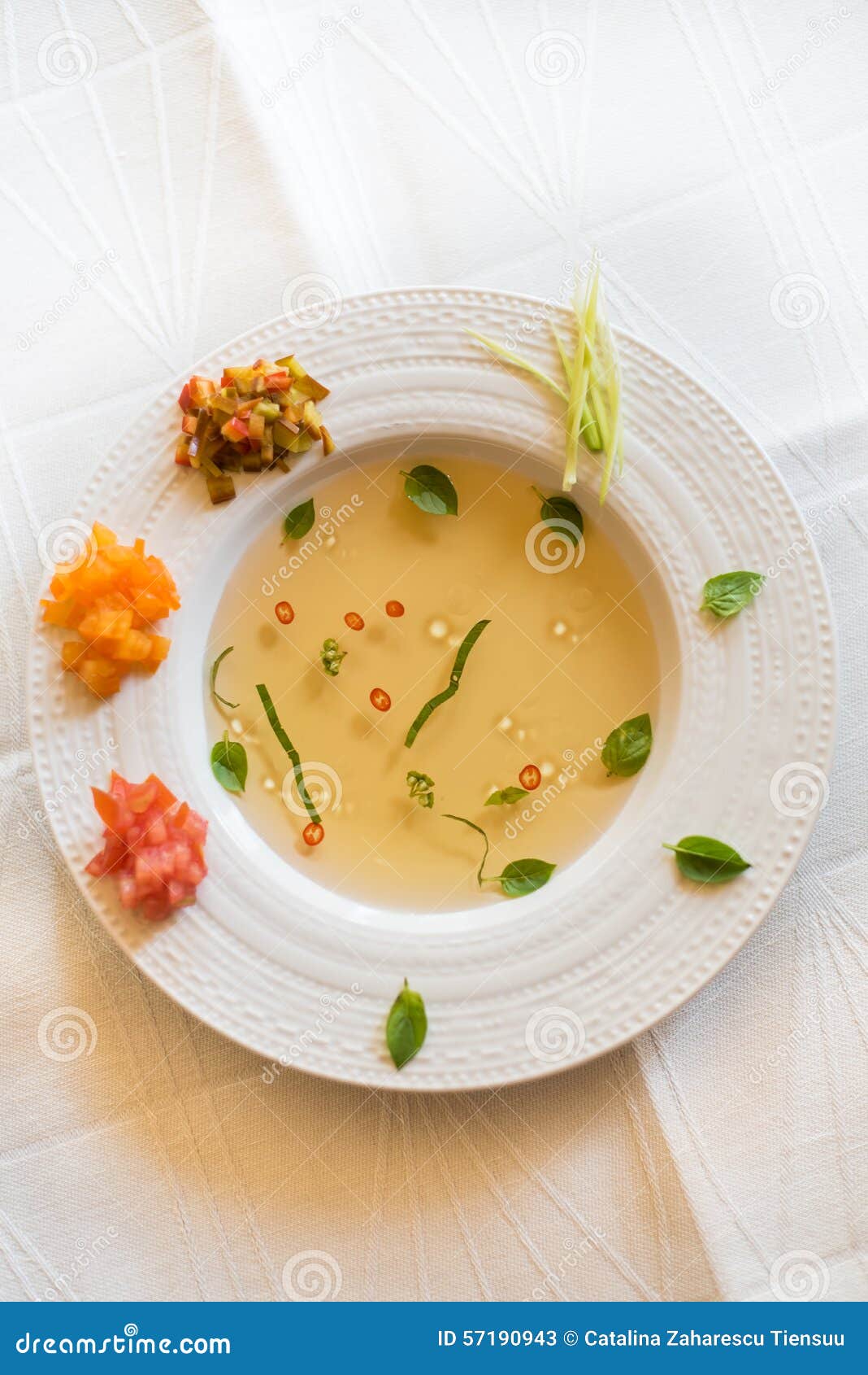 Clear Tomato Soup with Chopped Vegetables Stock Image - Image of ...
