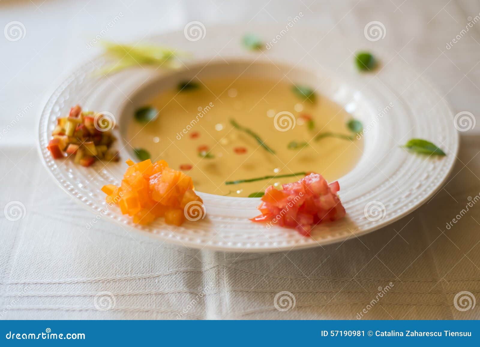 Clear Tomato Soup with Chopped Vegetables Stock Image - Image of ...