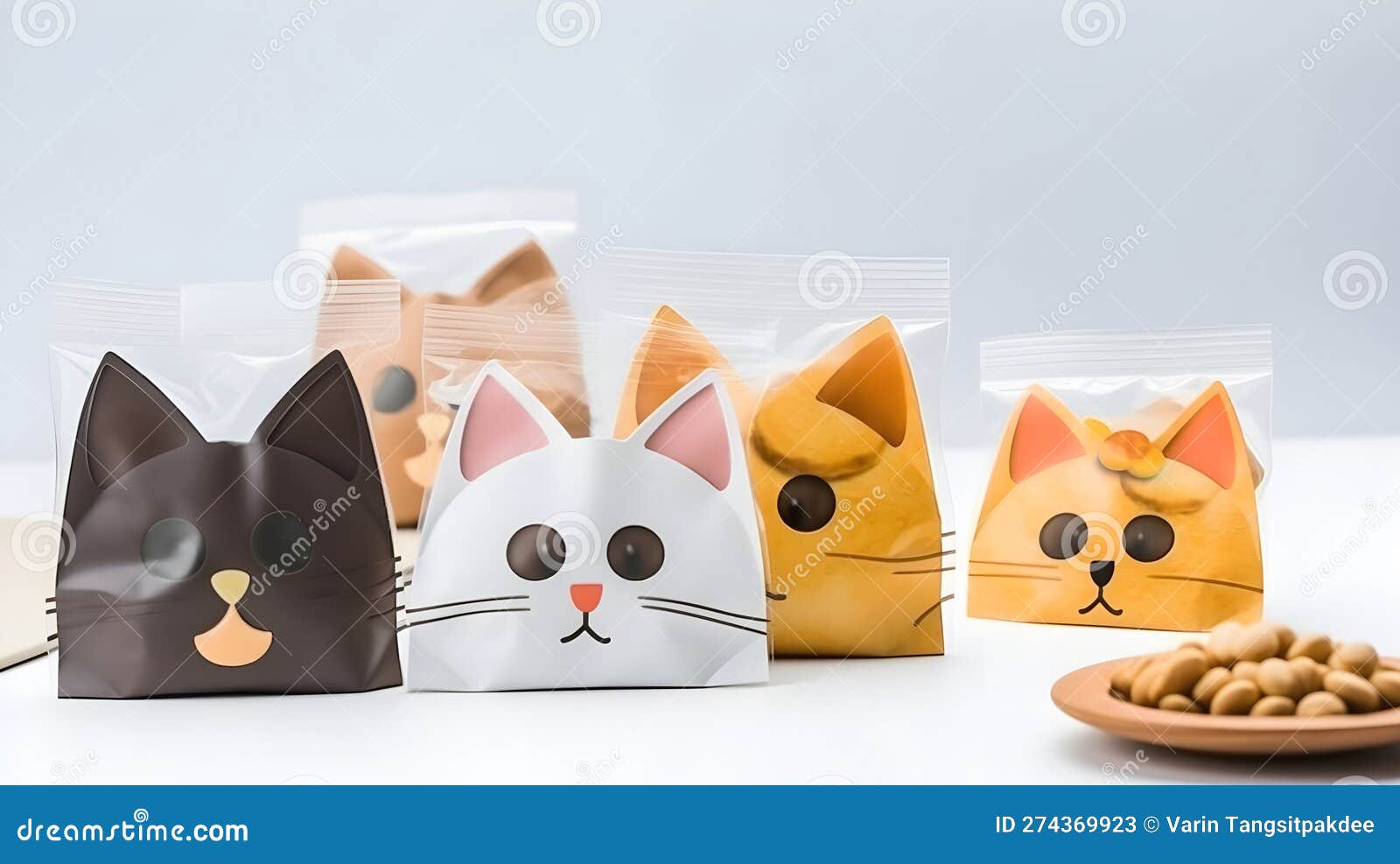 A Clear Transparency Product Packaging with Many Cat Faces on it for ...