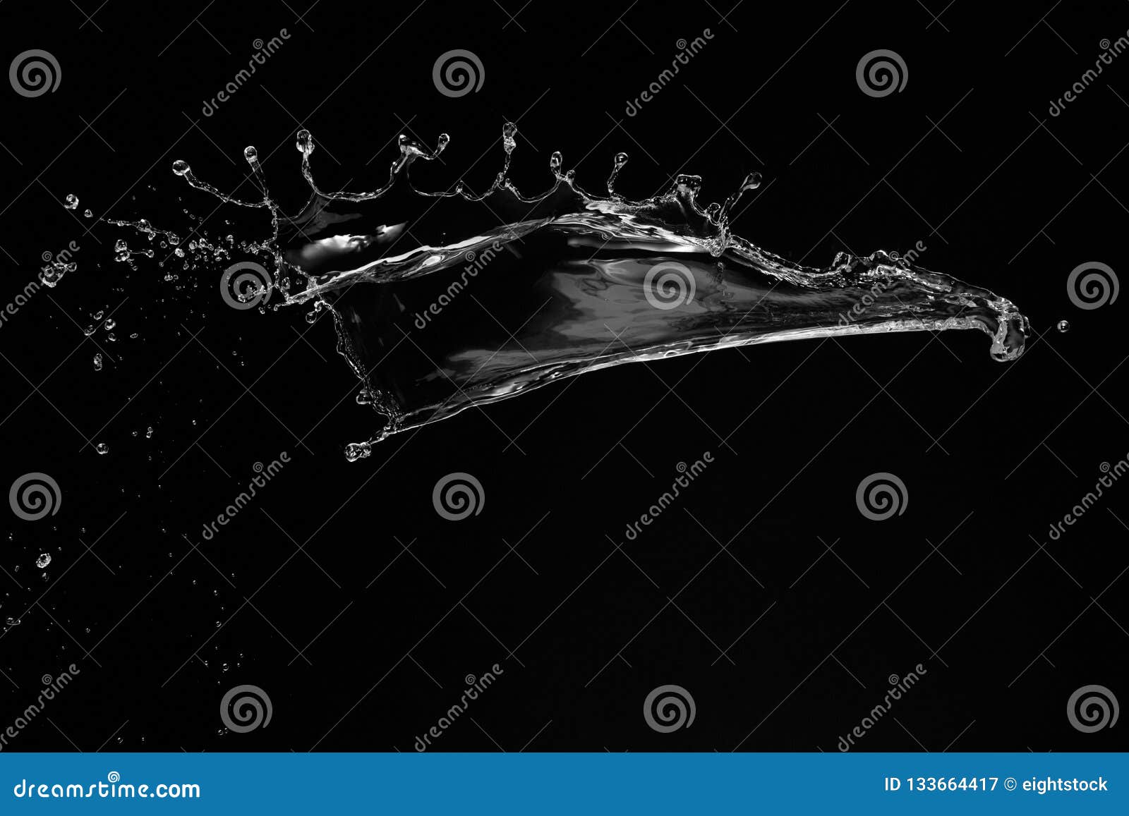 Clear, Transparent Water Splash on Black Background Stock Image - Image ...
