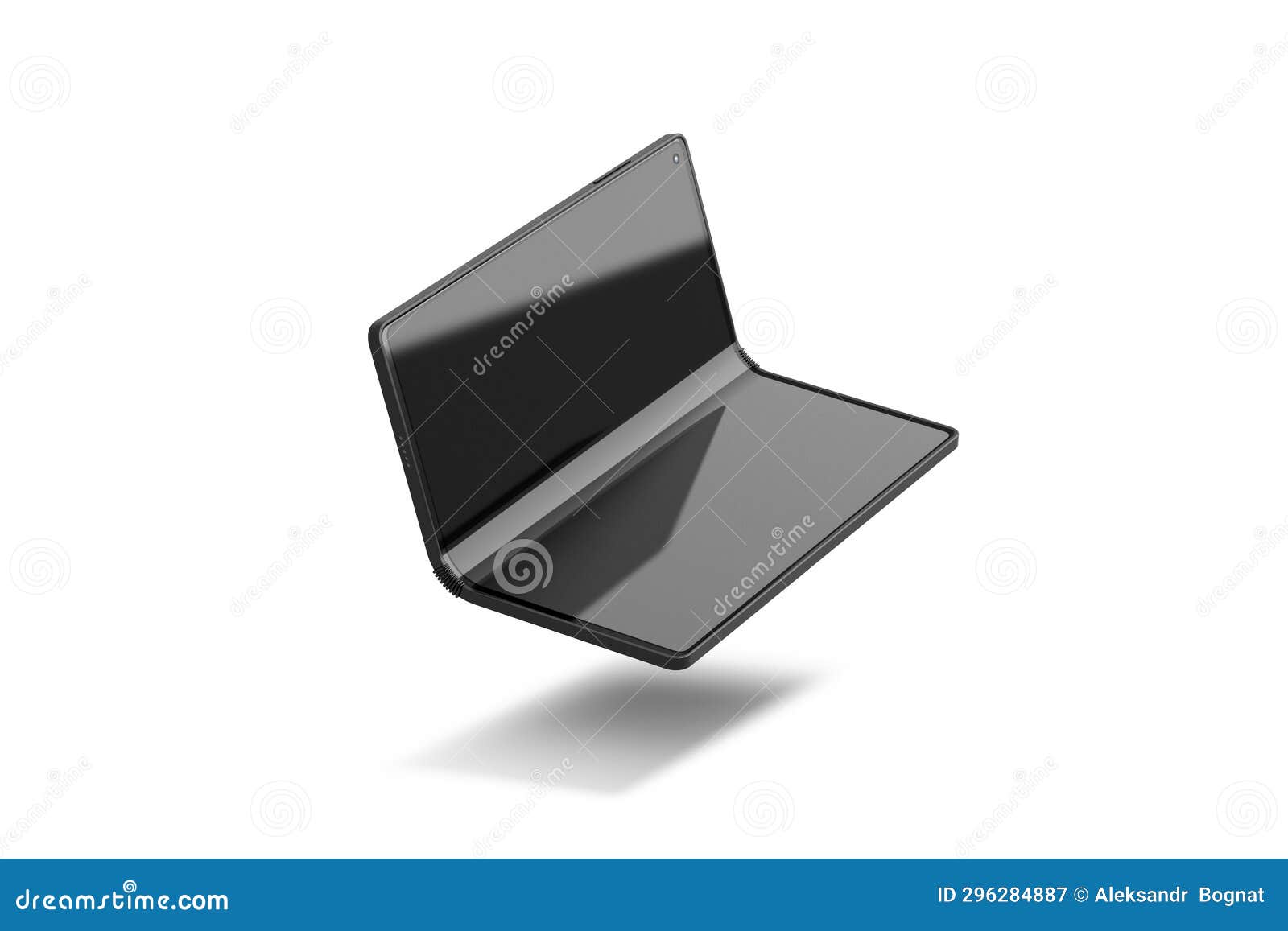 Turned On Flexible Clamshell Phone Display Mockup, Different Views ...