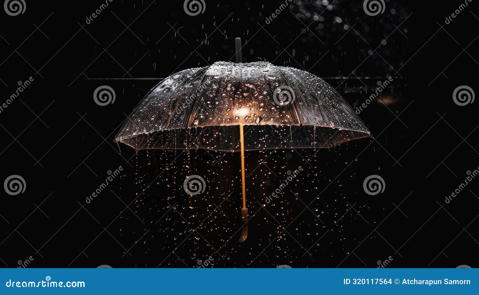 A Clear Umbrella is Shown in the Rain. the Umbrella is Open and the ...