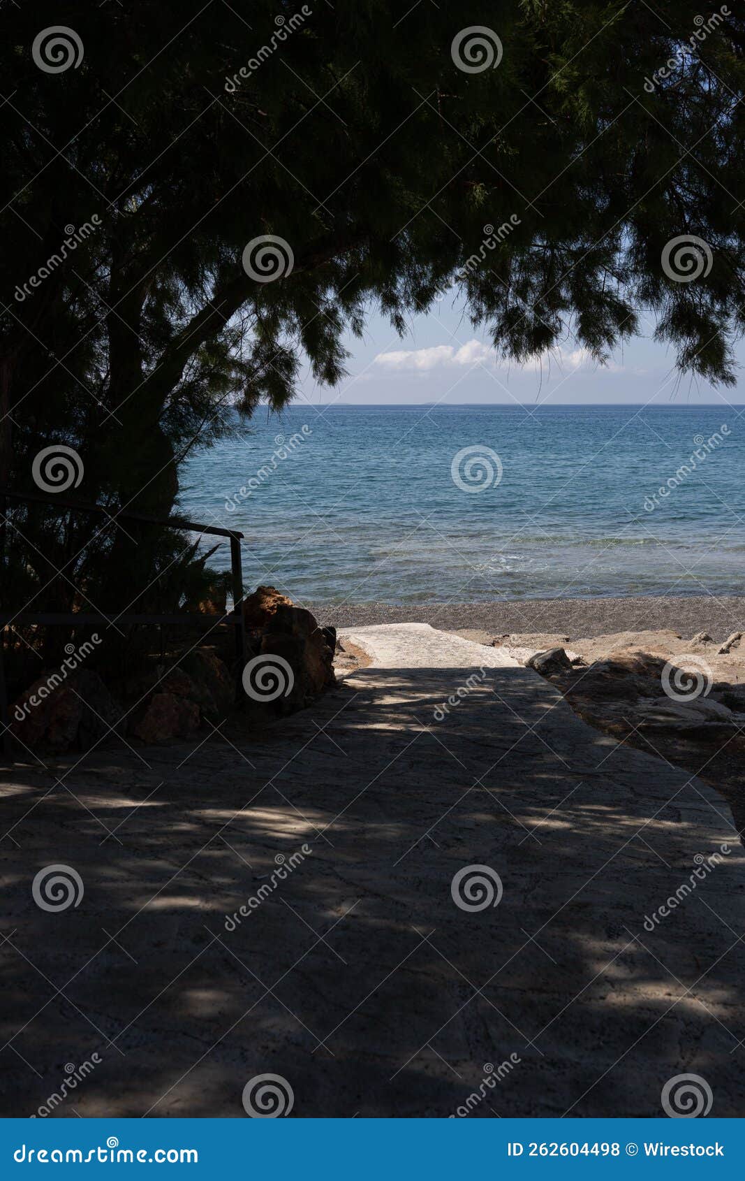 Clear Vertical View of the Calming Waters at the Beach from Under a ...