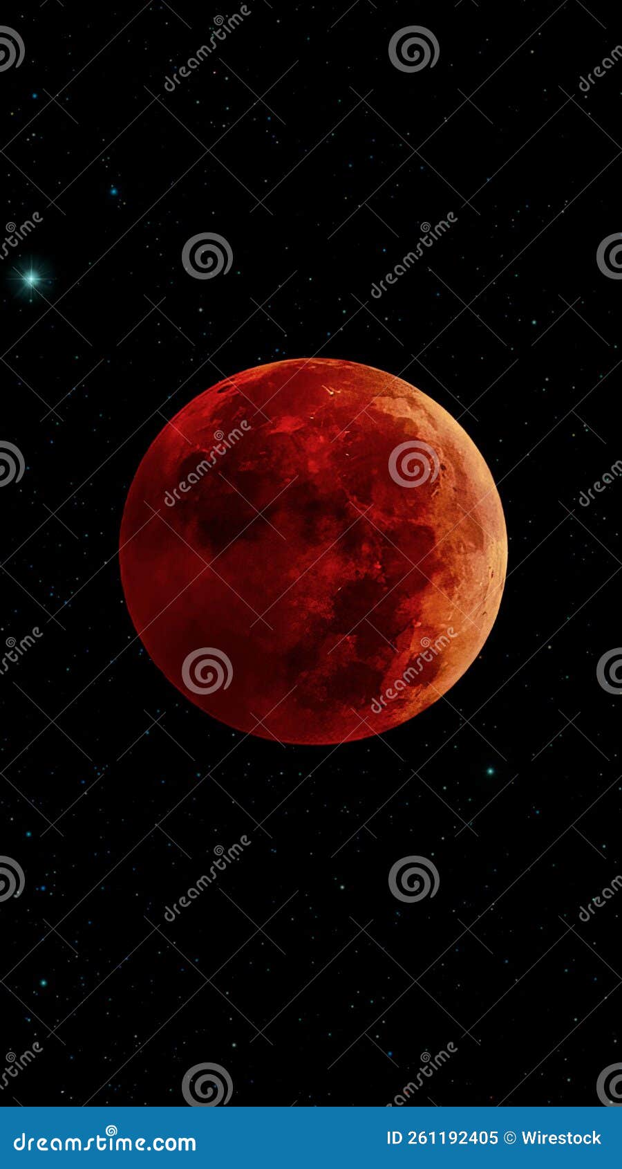 Clear Vertical View of the Lunar Eclipse in the Dark Sky - Red Moon ...
