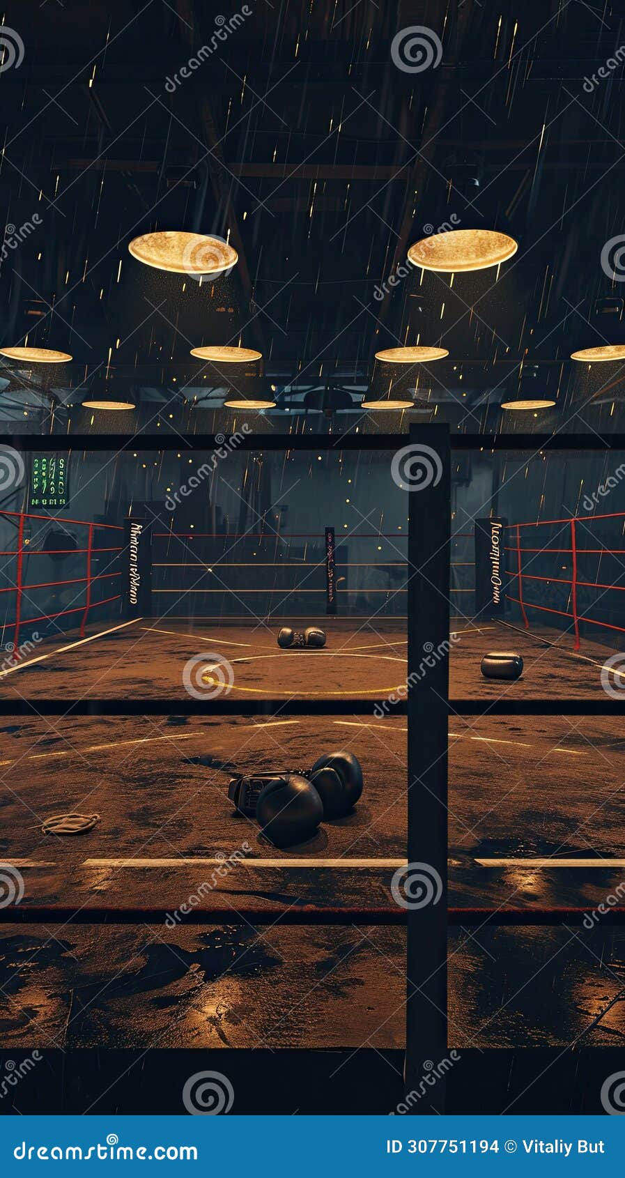View of Boxing Ring through a Window. Generative AI. Stock Photo ...