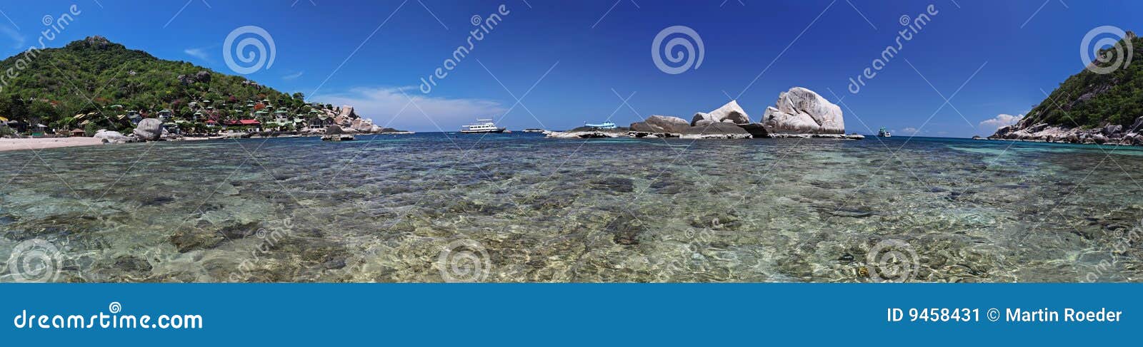 Clear water bay (panorama) stock image. Image of island - 9458431