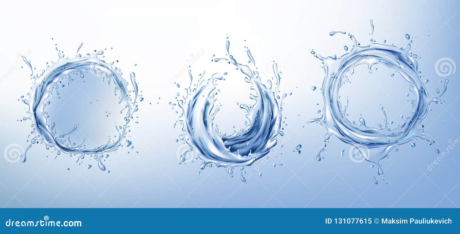 Clear Water Circle Splashes Realistic Vector Set Stock Vector ...