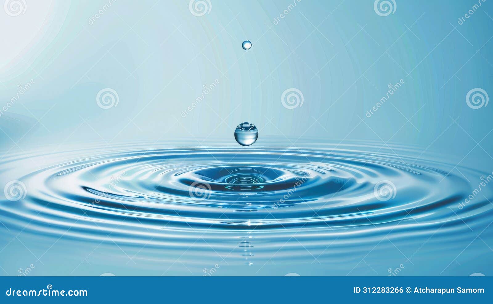 Clear Water Drop with Circular Waves, Rain Drops Falling on Smooth ...