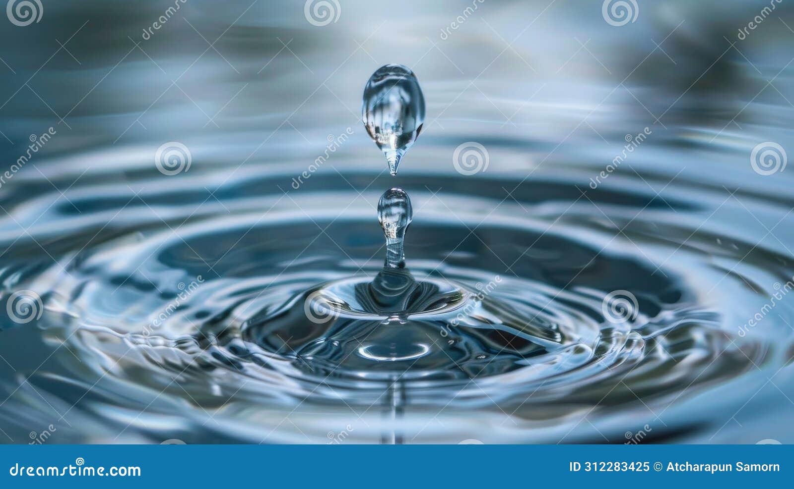 Clear Water Drop with Circular Waves, Rain Drops Falling on Smooth ...